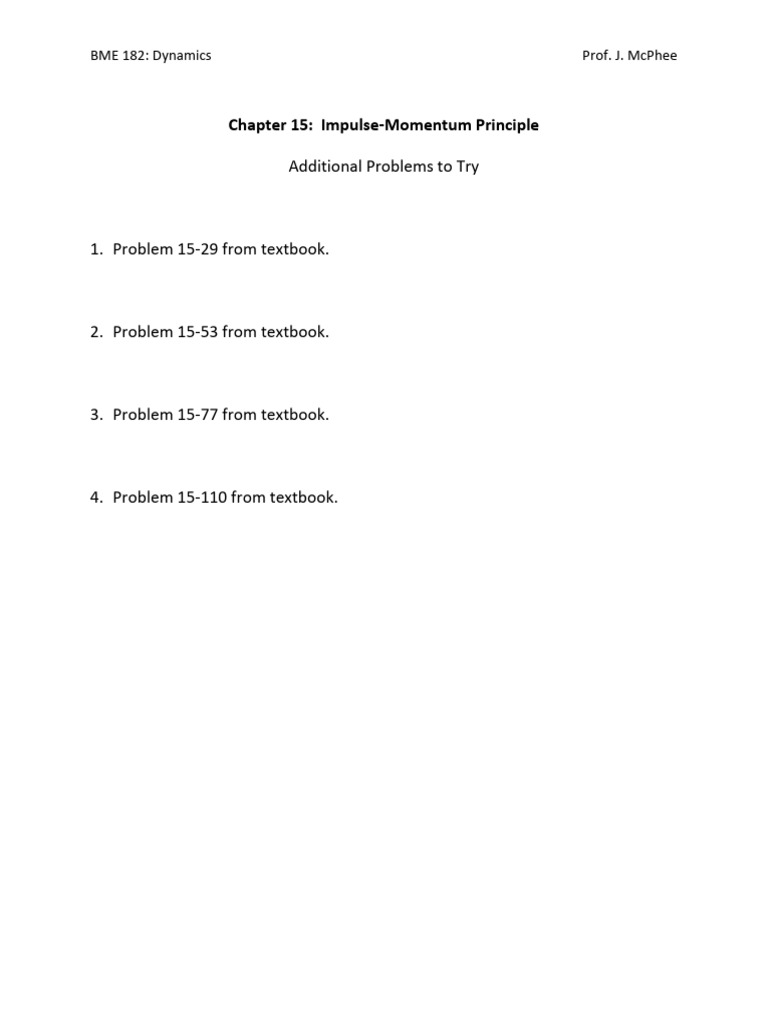 BME 182: Impulse-Momentum Problems | PDF | Teaching Methods & Materials | Computers