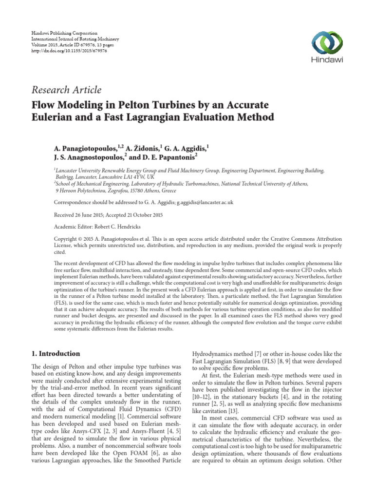 Flow Modeling in Pelton Turbines | PDF | Fluid Dynamics | Computational Fluid Dynamics