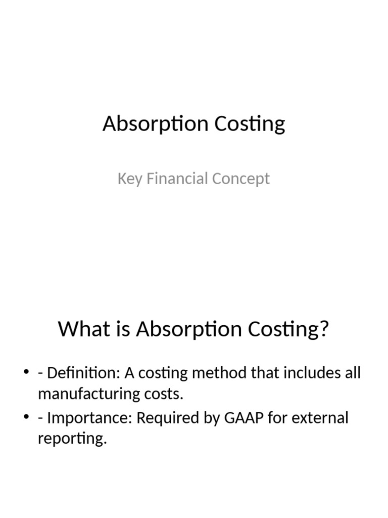 Absorption Costing | PDF