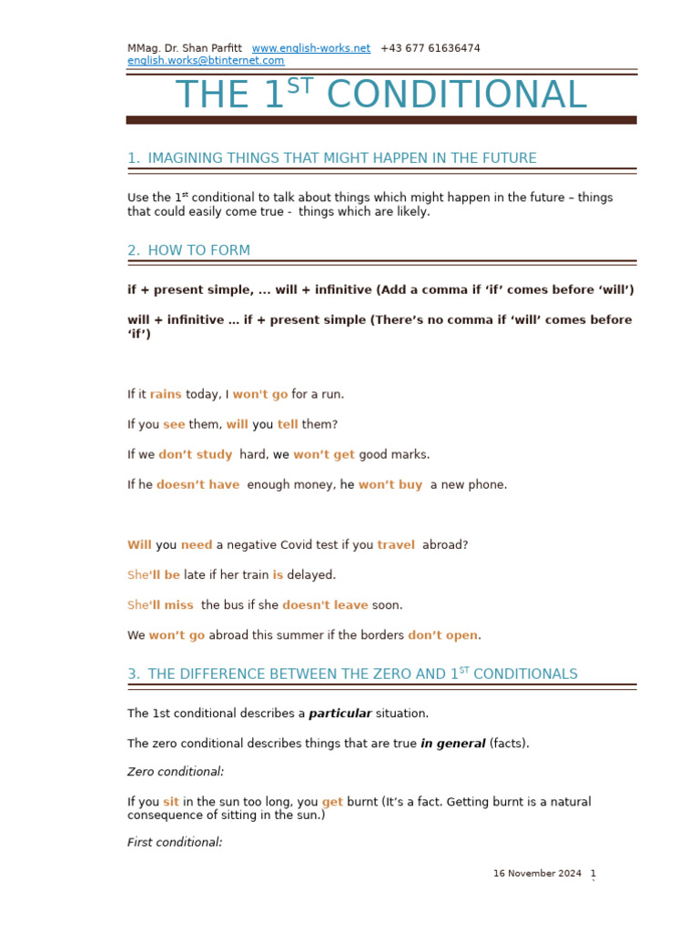 1st Conditional Explanation | PDF | Social Science