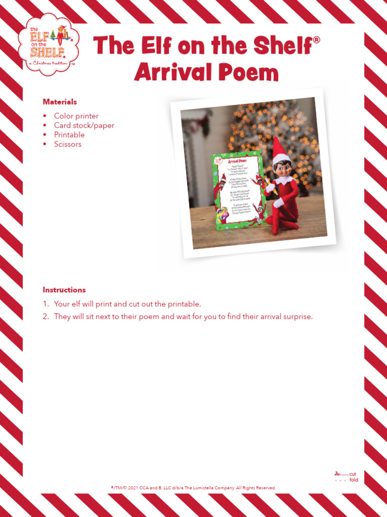 The Elf On The Shelf Arrival Poem: Materials | PDF