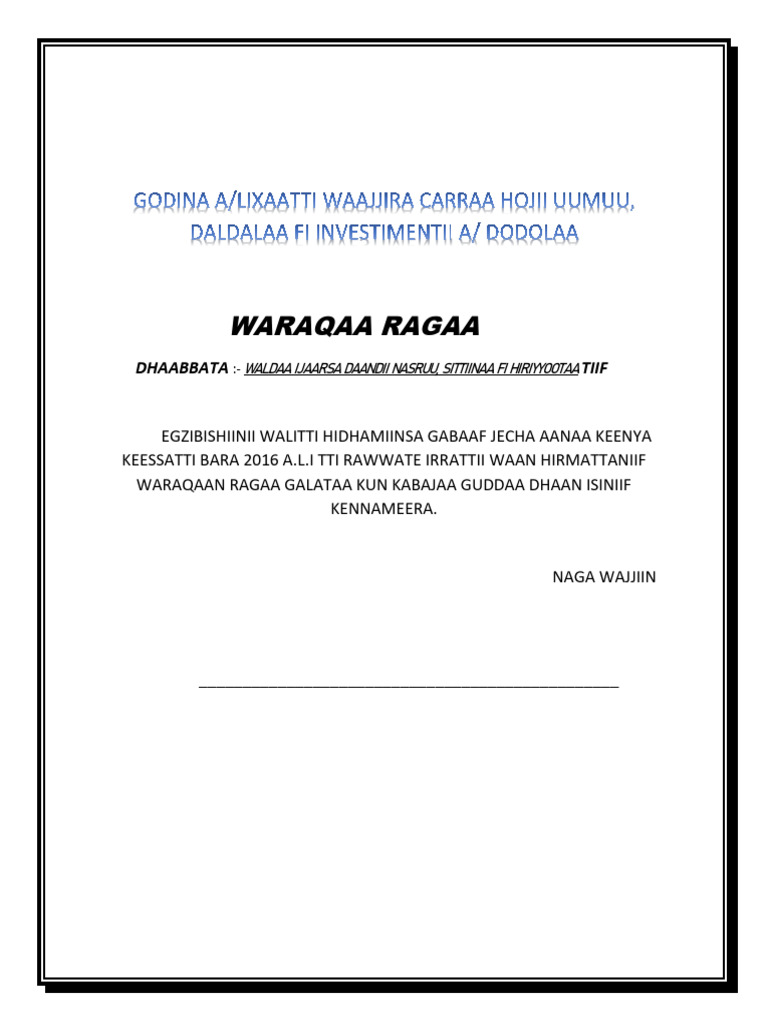 Waraqaa Ragaa Bazarii | PDF