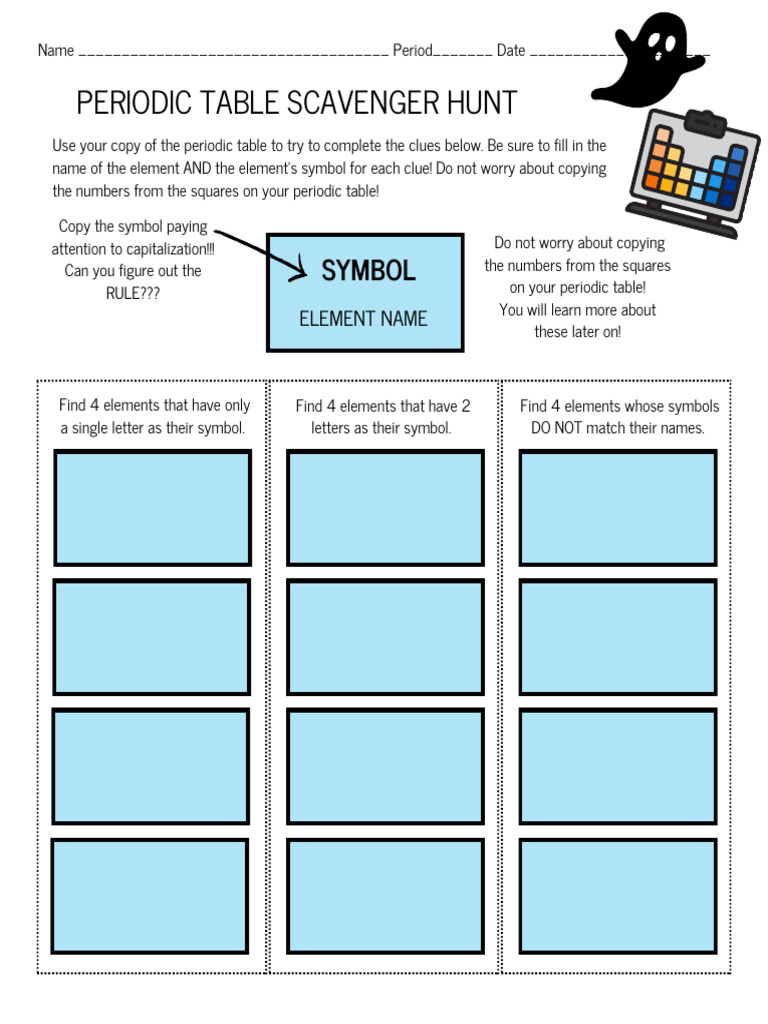 Sci - 7 - Periodic Table Scavenger Hunt | PDF