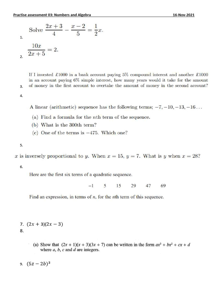 Practise Assessment 3 Grade 9 Pdf