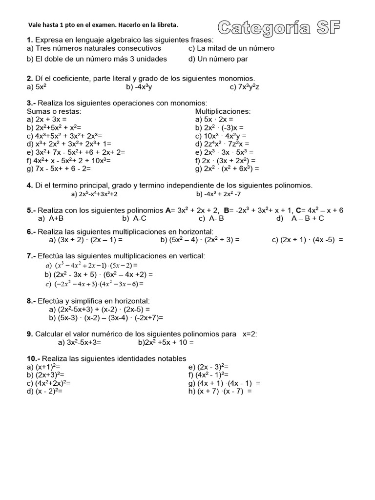 Ficha Algebra 2eso | PDF | Ciencia y matemática Ficha Algebra 2eso | PDF | Ciencia y matemática