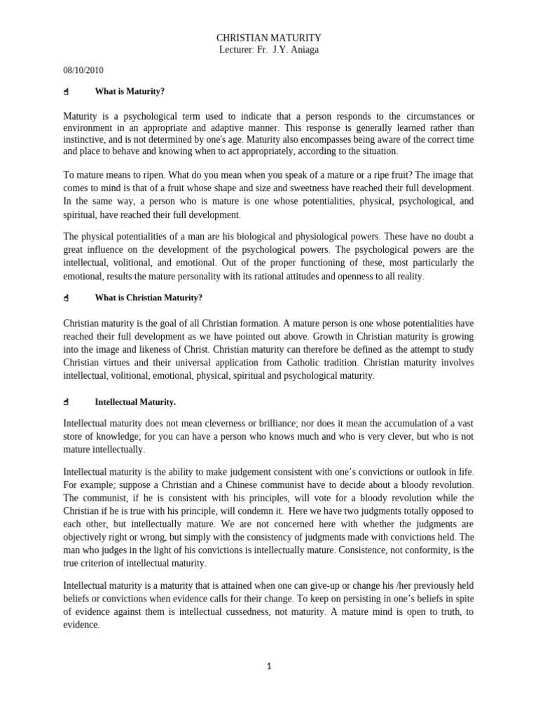 Christian Maturity | PDF