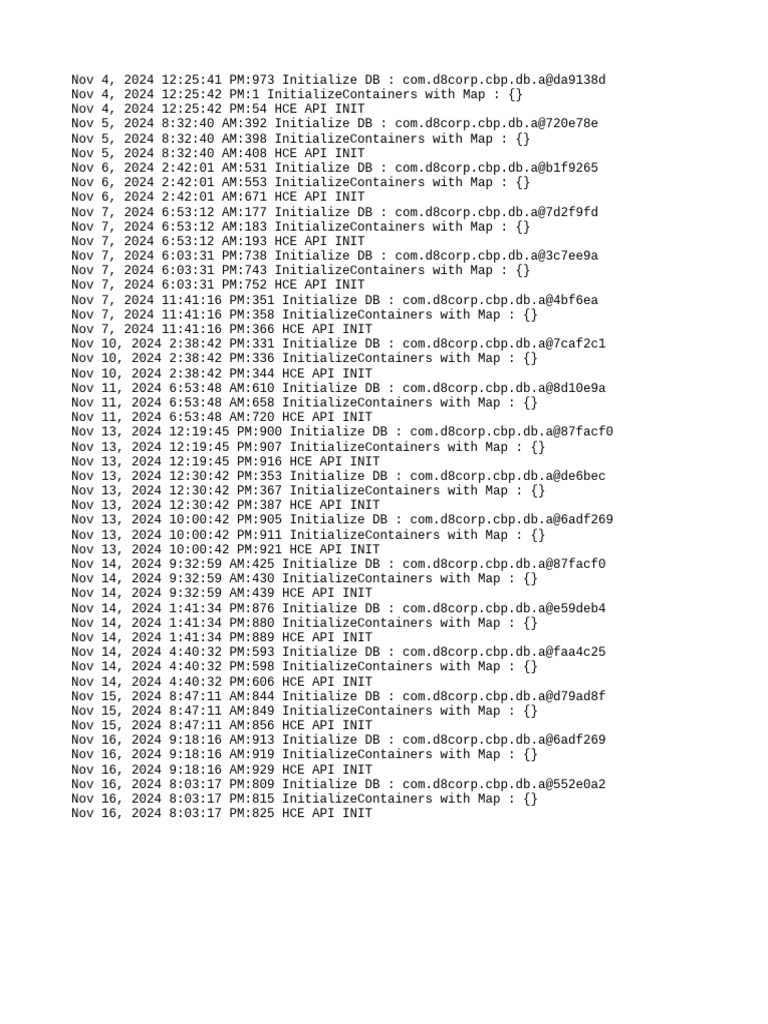 HCE API Initialization Log Entries | PDF