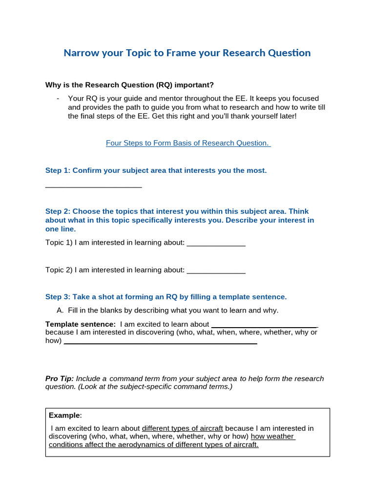 Narrow Your Topic To Frame Your Research Question 2 | PDF | Cognition | Cognitive Science