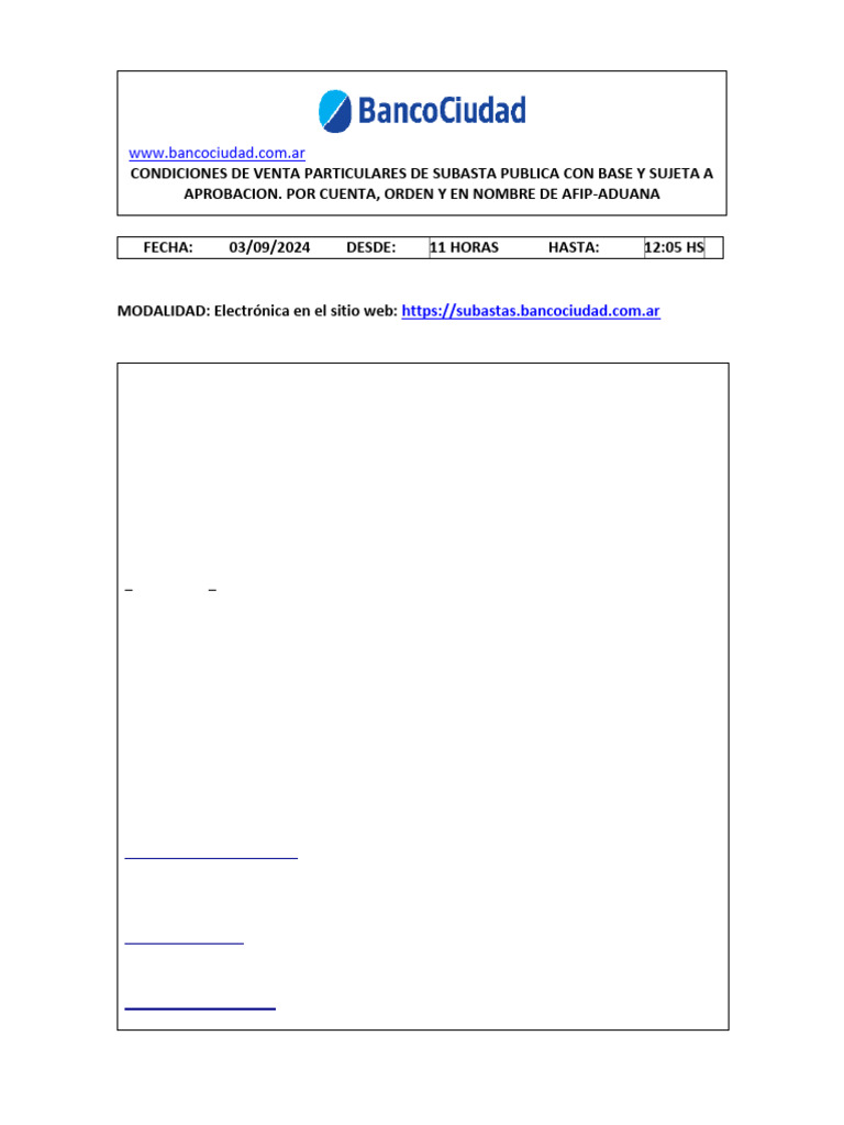 Condiciones Subasta 3327 | PDF | Subasta | Impuesto al valor agregado