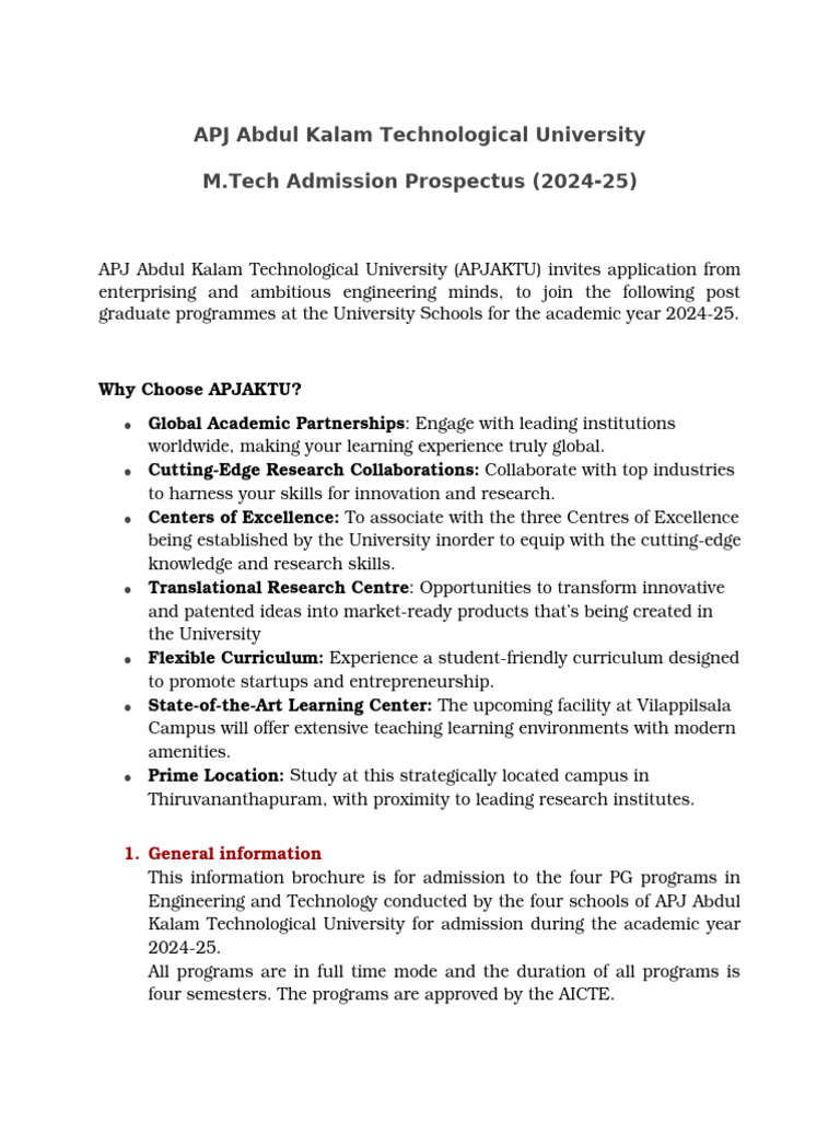 MTech Admission Prospectus 2024 25 | PDF | Embedded System | Electric Vehicle
