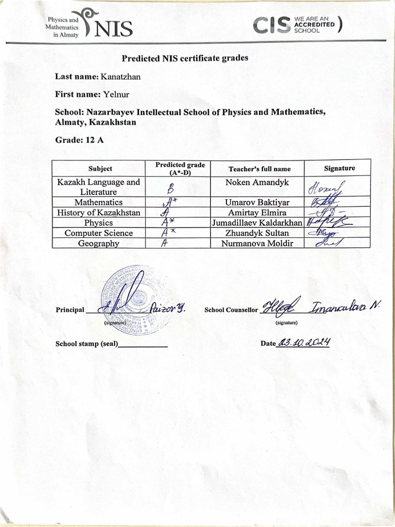 Predicted Examination Grades | PDF
