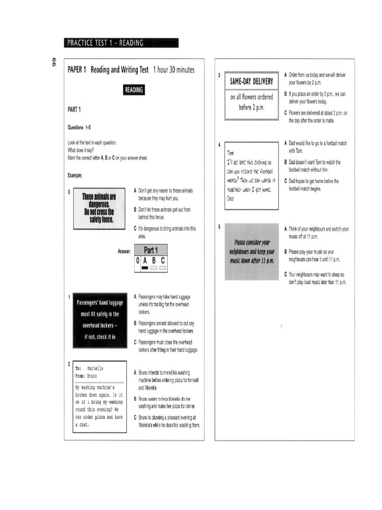PET Coursebook-Reading P1 | PDF