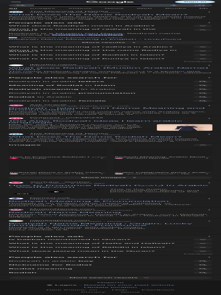 Arabic Name Meanings: Rodiyah | PDF | Arabic | Linguistics
