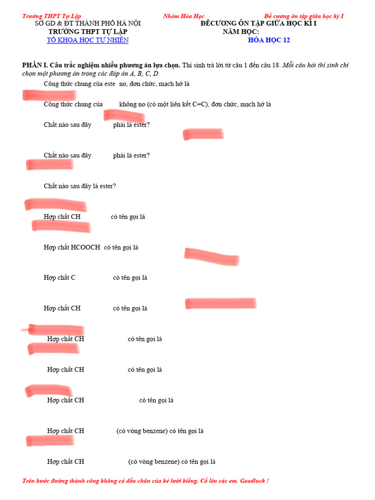 Hóa 12 - Bản GV - Đề Cương Ôn Tập Gki-2024 - 20250 2 | PDF