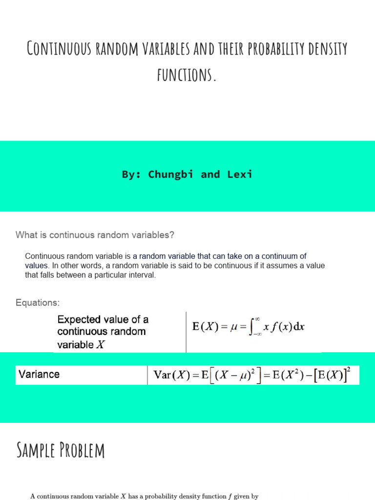 Continuous Random Variables and Probability Density | PDF