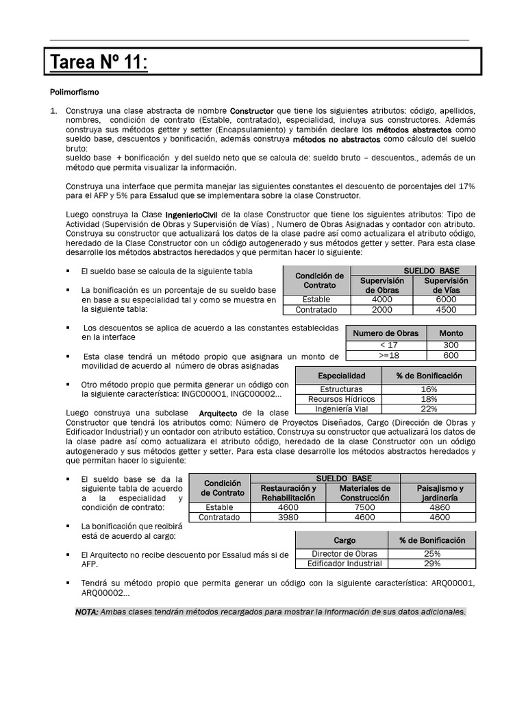 POO - Tarea-N-11 | PDF | Constructor (Programación Orientada a Objetos) | Programación