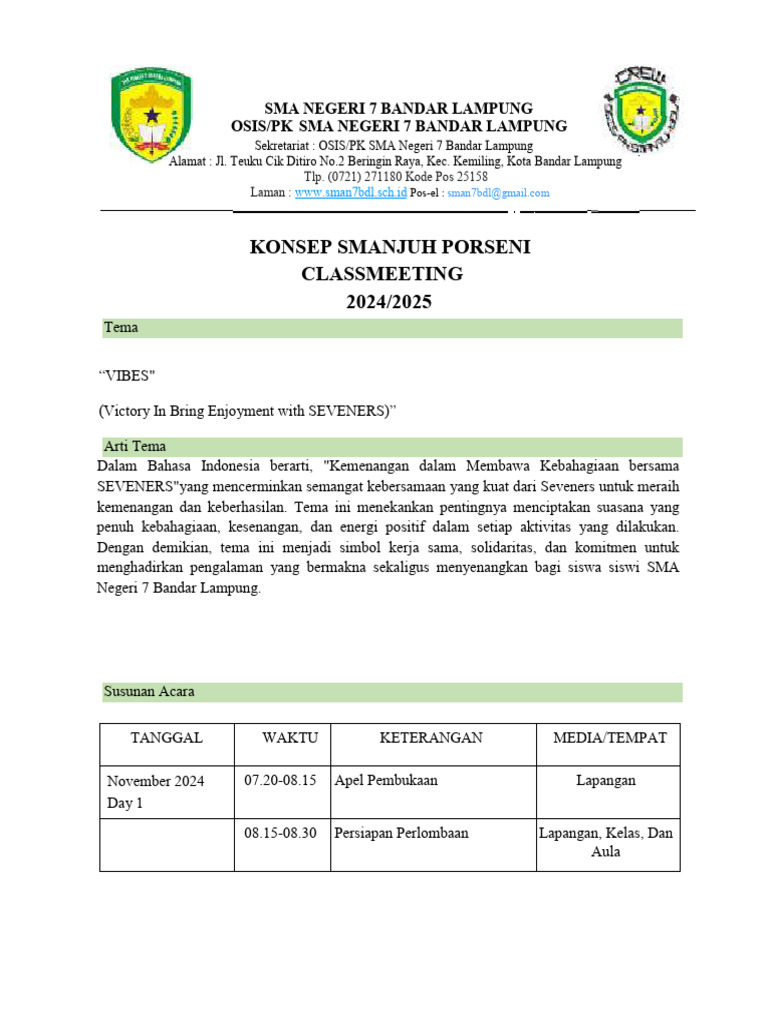 Konsep Sekbid 8 Osis Classmeet 2024-2025 | PDF