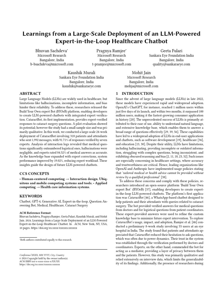 Learnings From A Large-Scale Deployment of An LLM-Powered Expert-In-The-Loop Healthcare Chatbot ...