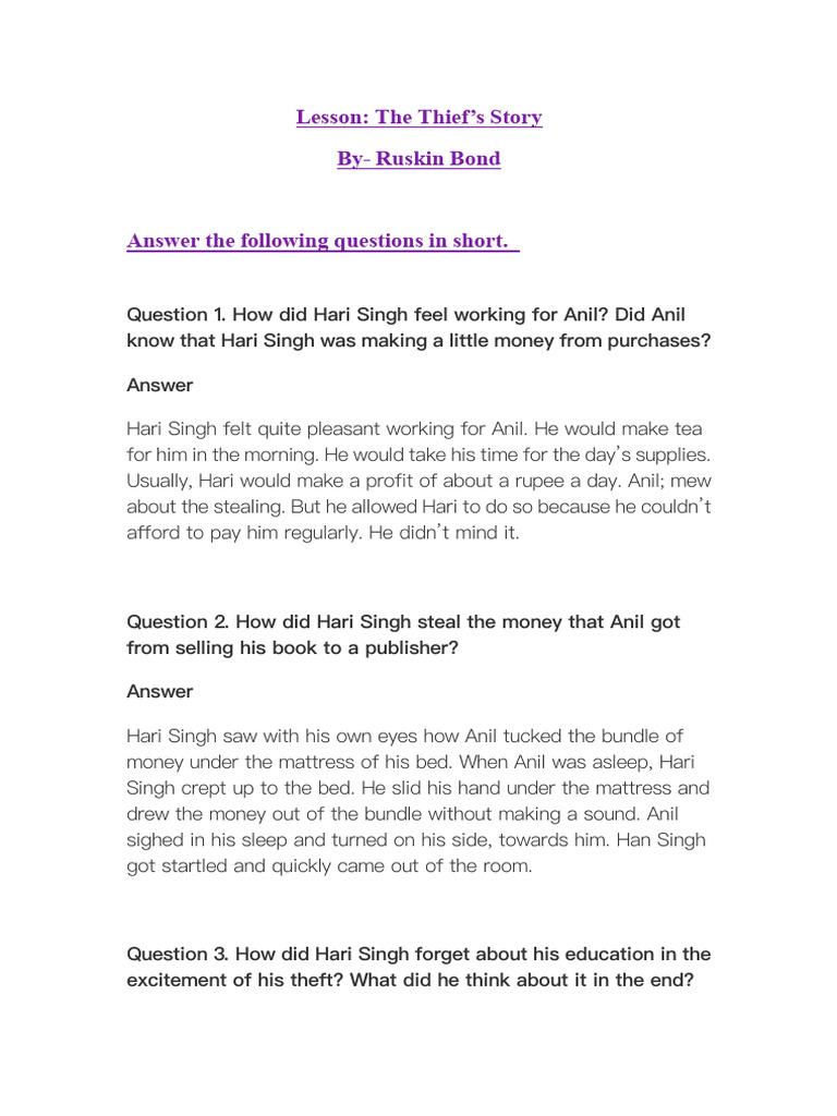 Lesson The Thief's Story | PDF | Theft
