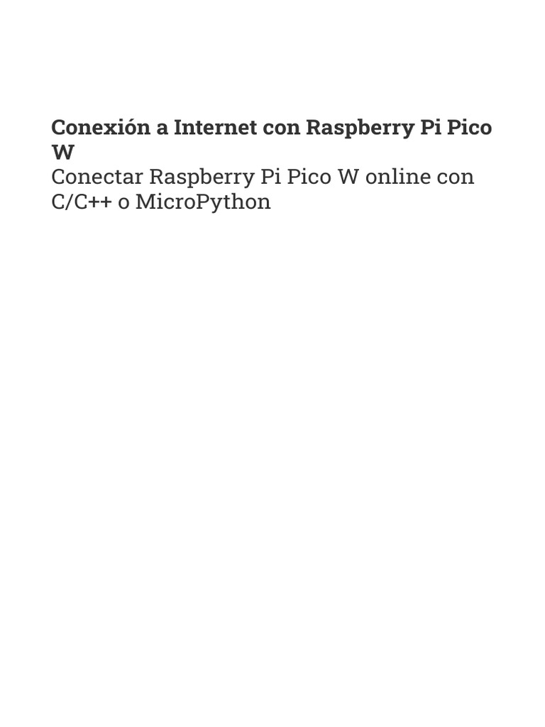 Manual De Usuario Raspberry Pi Pico W Pdf Usb Lan Inalámbrico