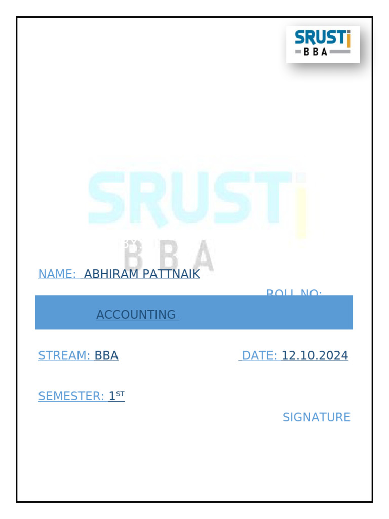 Srusti Bba Assignment Cover Page | PDF