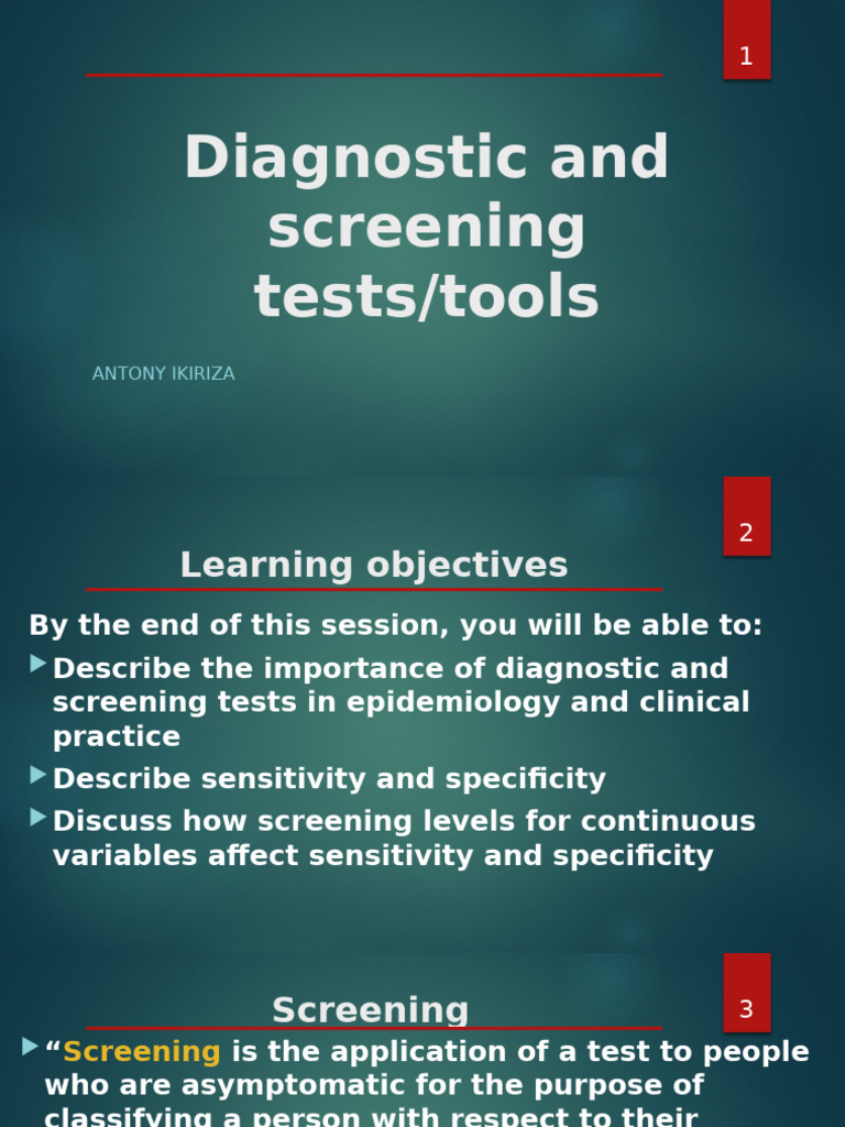 Diagnostic Screening Tests-Tools | PDF | Sensitivity And Specificity ...