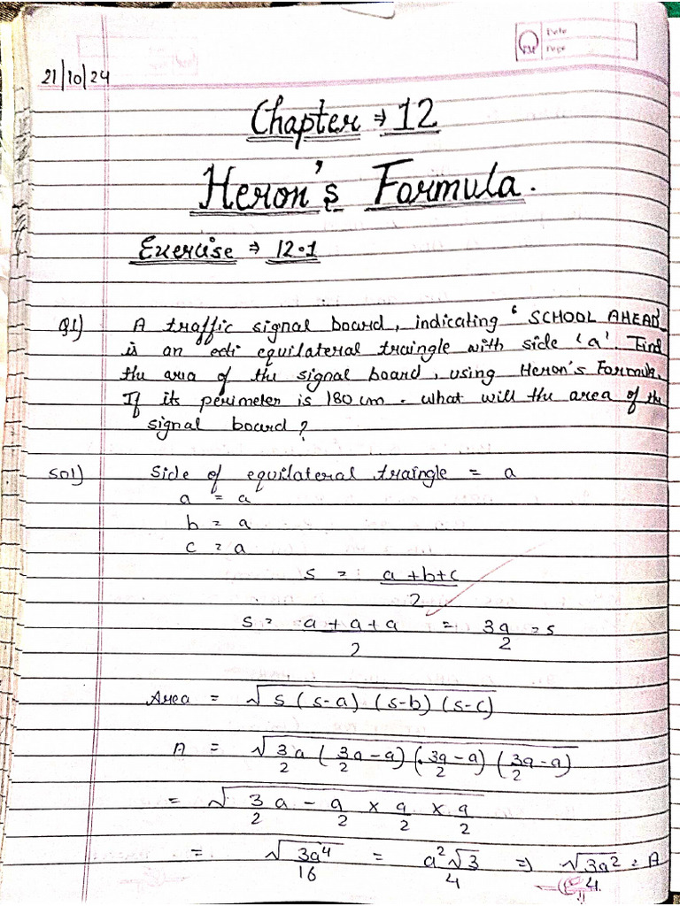 Chapter 10 Heron's Formula | PDF