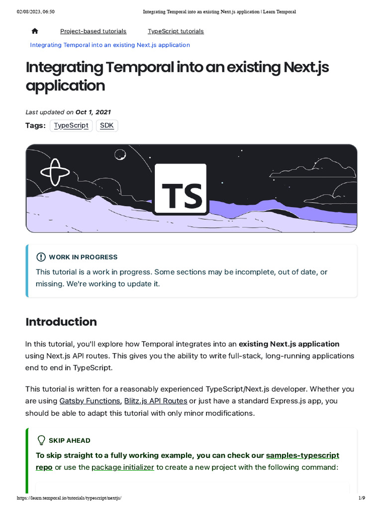 Integrating Temporal Into An Existing Next Js Application Learn