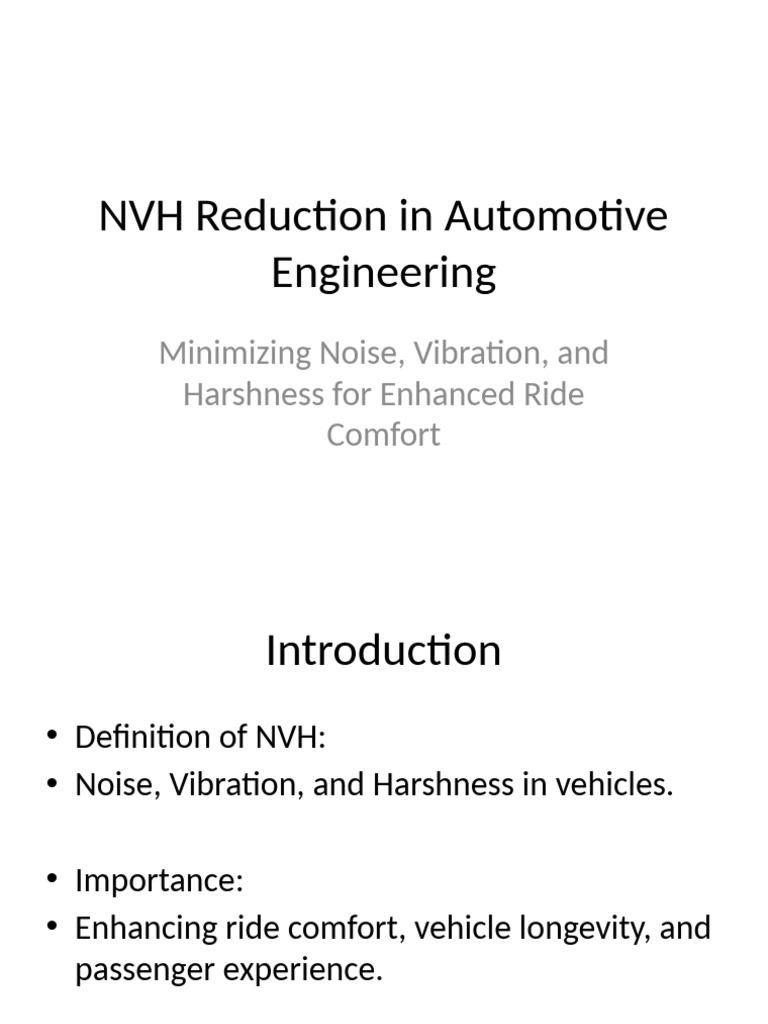 NVH Reduction Presentation | PDF | Technology & Engineering