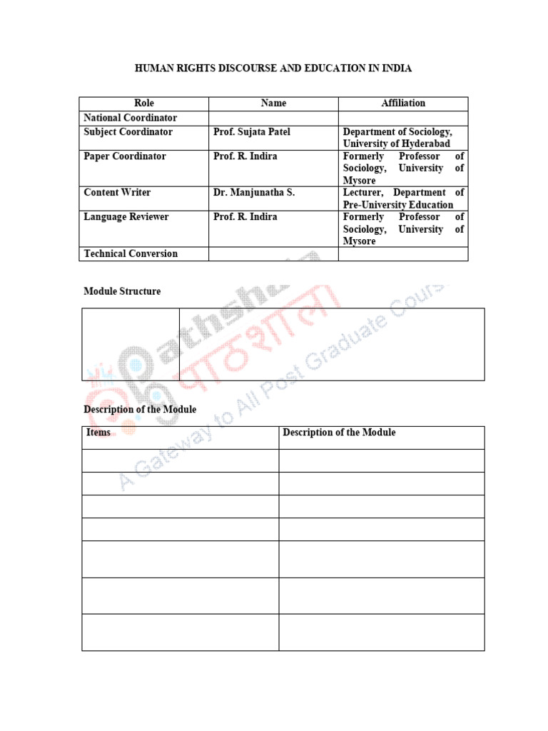 Human Rights Discourse and Education in India | PDF | Human Rights ...