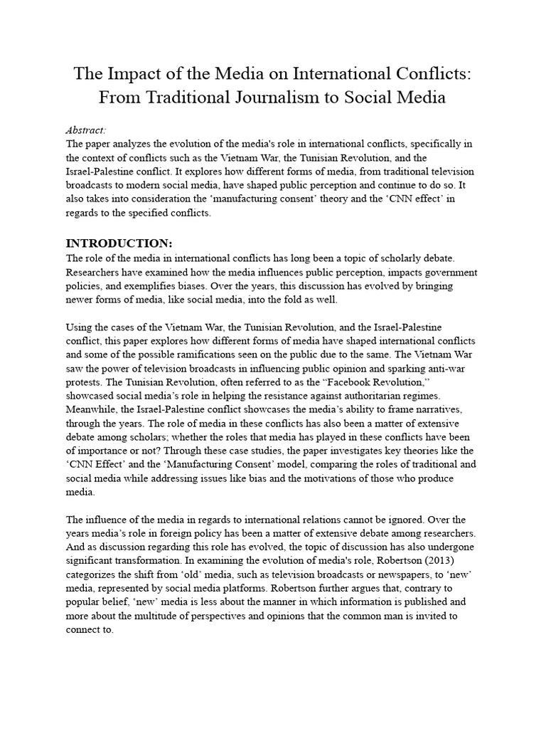 The Impact of The Media On International Conflicts: From Traditional ...