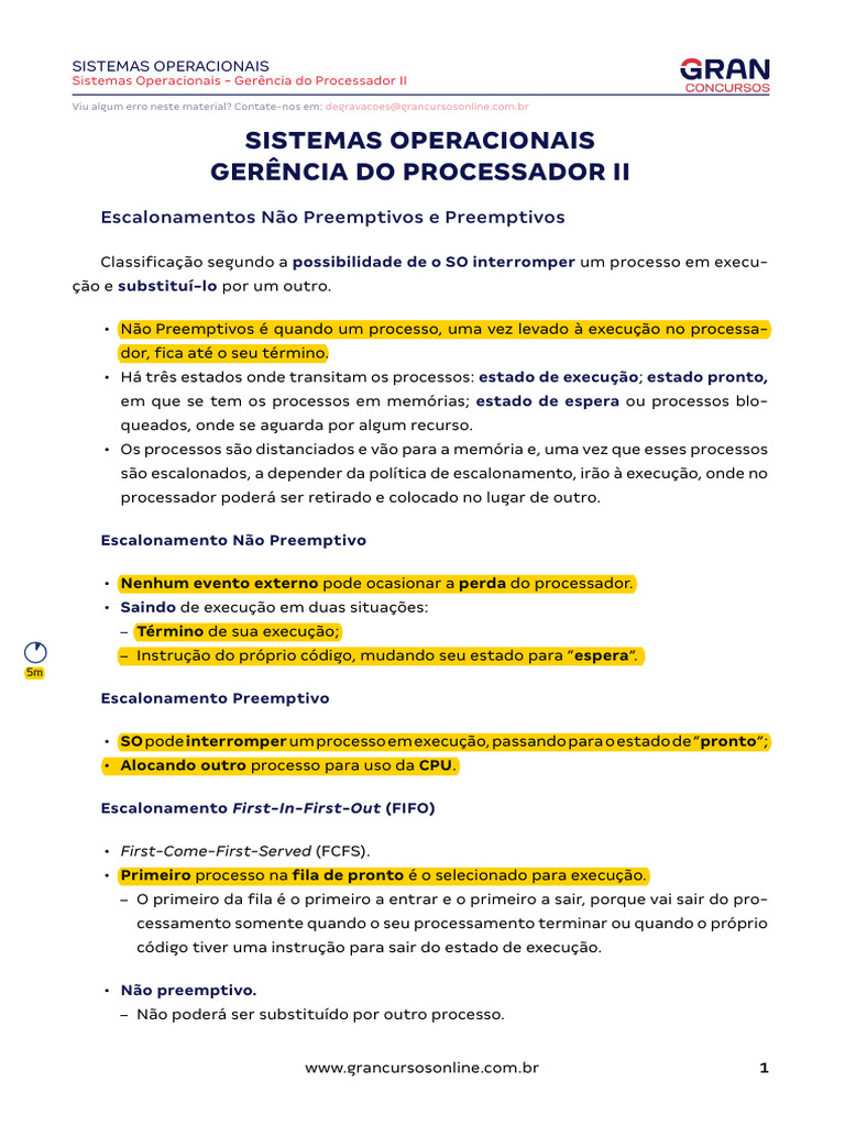 5-Sistemas Operacionais Gerência Do Processador II | PDF | Agendamento ...