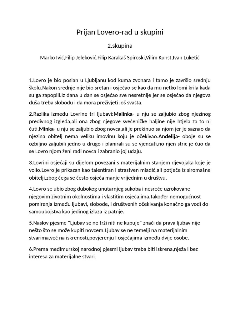 Prijan Lovro-Rad U Skupini, 2.skupina | PDF