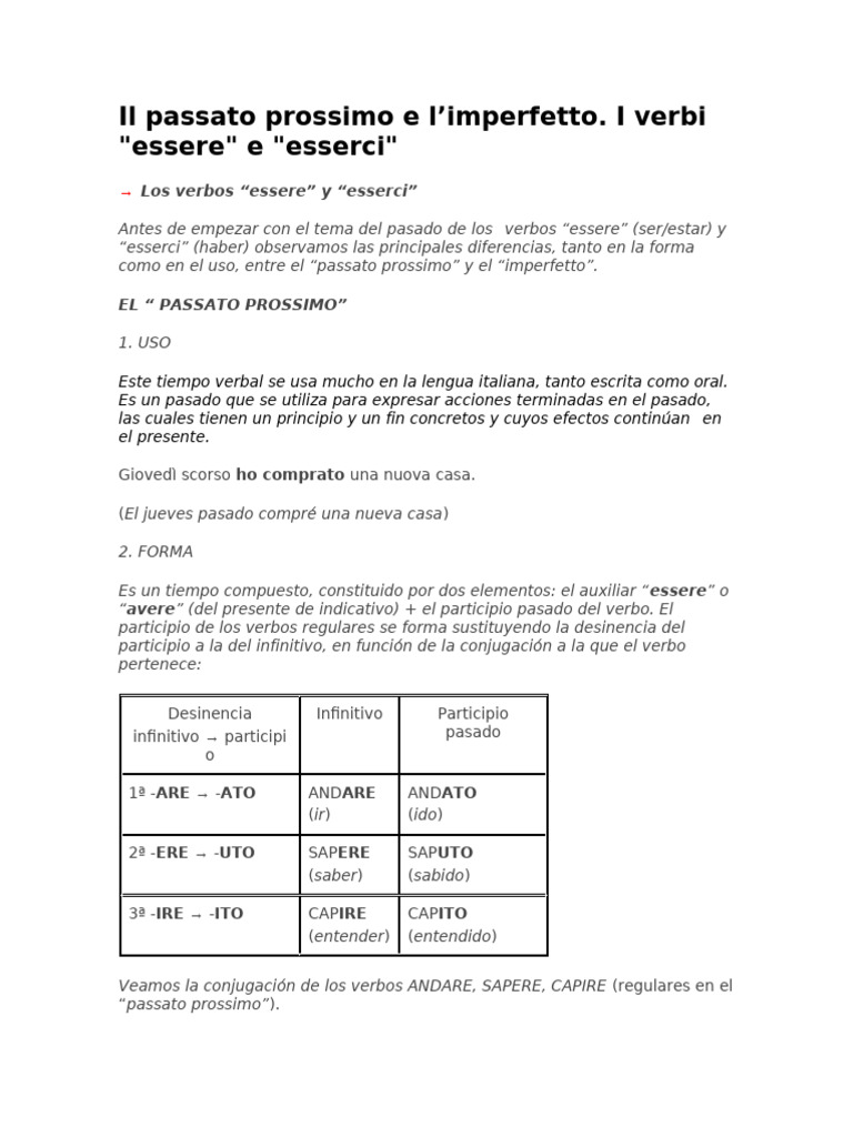 Il Passato Prossimo e L | PDF | Verbo | Conjugación gramatical