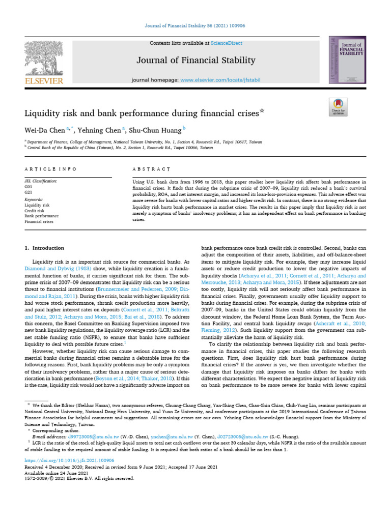 BM-paper 8 Summary | PDF | Banks | Market Liquidity