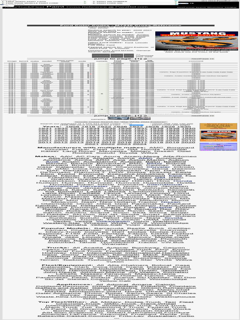 Ford Color Codes - M7446 Cross-Reference | PDF | Lincoln Motor Company ...