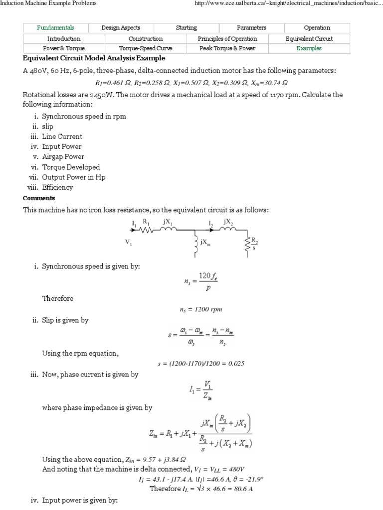 Equivalent Circuit Model Analysis Example | Download Free PDF | Torque ...