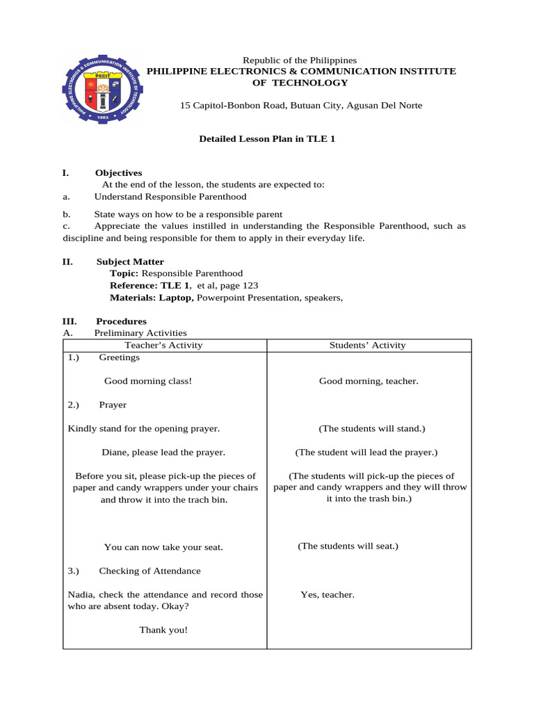 Philippine Electronics & Communication Institute of Technology | PDF | Parenting | Social Psychology