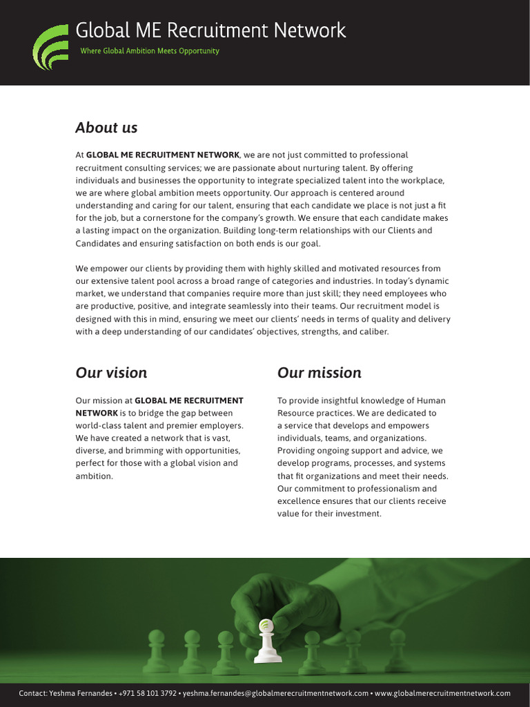 Global ME Recruitment Network Overview | PDF | Recruitment | Industrial ...