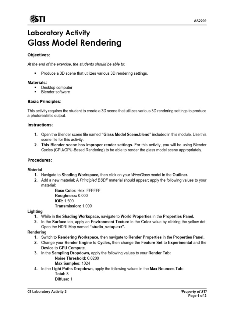 03 Laboratory Activity 2 | PDF | Rendering (Computer Graphics) | 3 D Computer Graphics