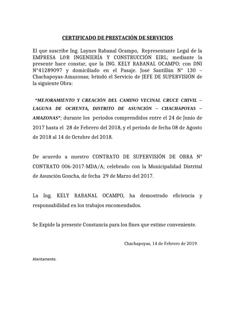 Conformidad de La Obra Chivil | PDF