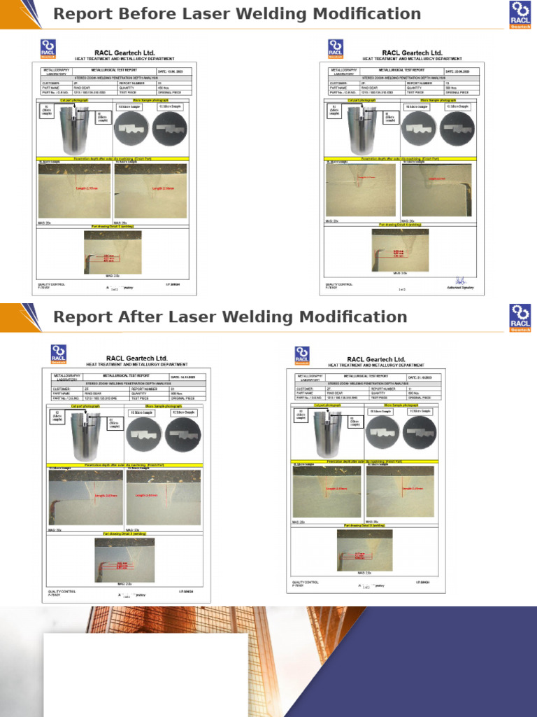 Laser Welding Before - After Modification Reports | PDF | Technology ...
