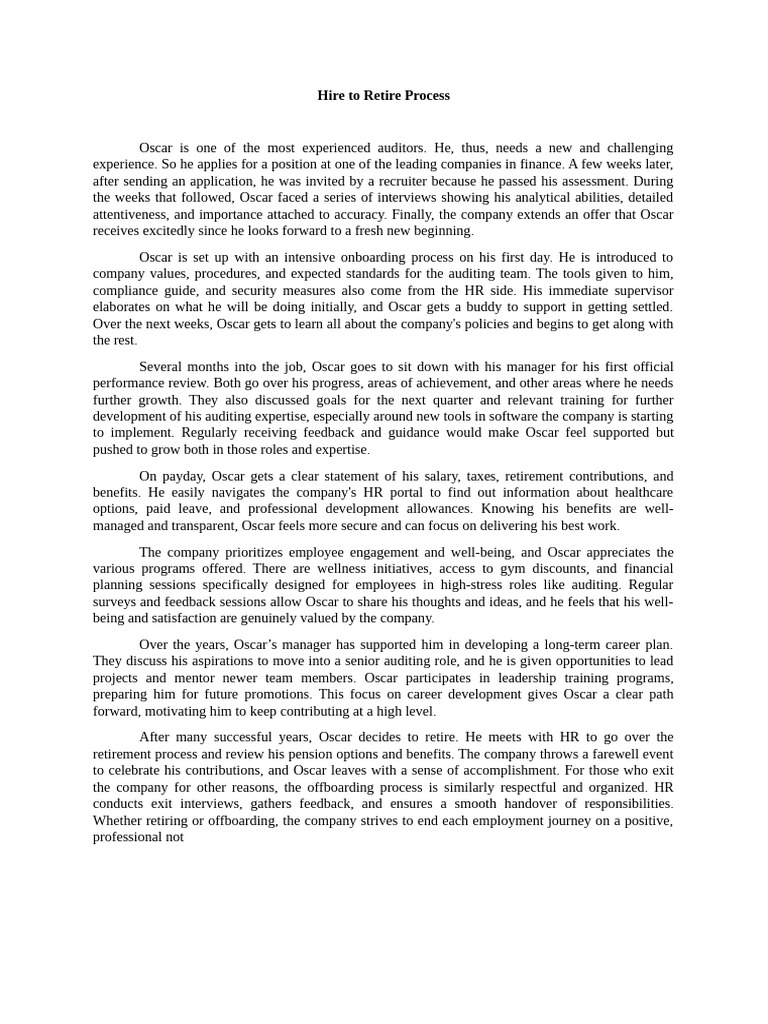 Hire To Retire Process | PDF | Audit | Business