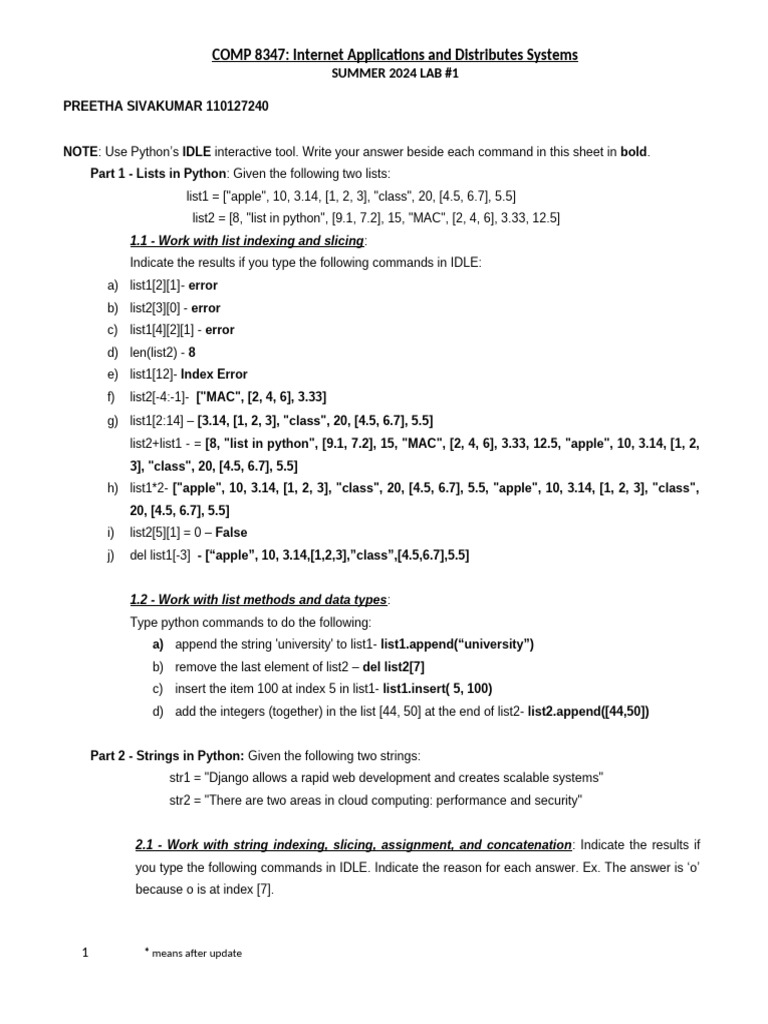 Lab 1 S24 | PDF | String (Computer Science) | Python (Programming Language)