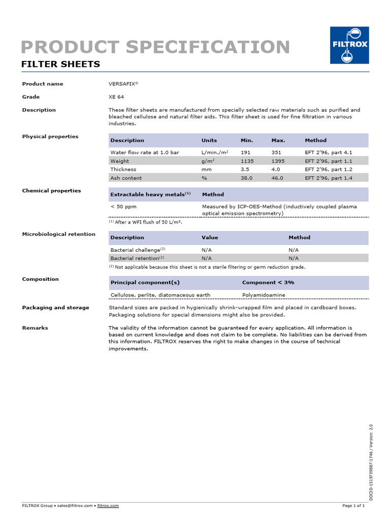 PRS Versafix-Xe64 2.0 | PDF | Filtration | Chemistry