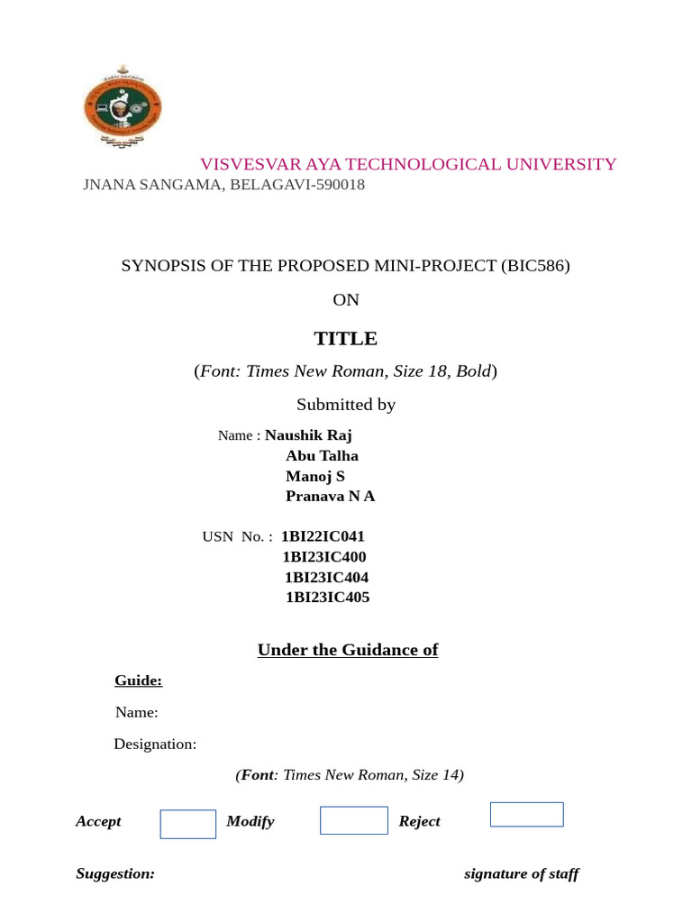 Synopsis Format-2024-25 | PDF | Computer Engineering | Computer Science