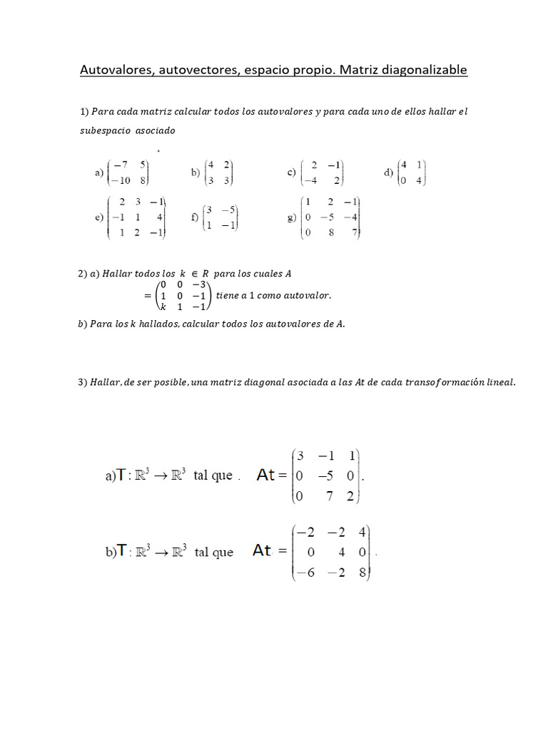 Álgebra Lineal: Autovalores y Matrices | PDF