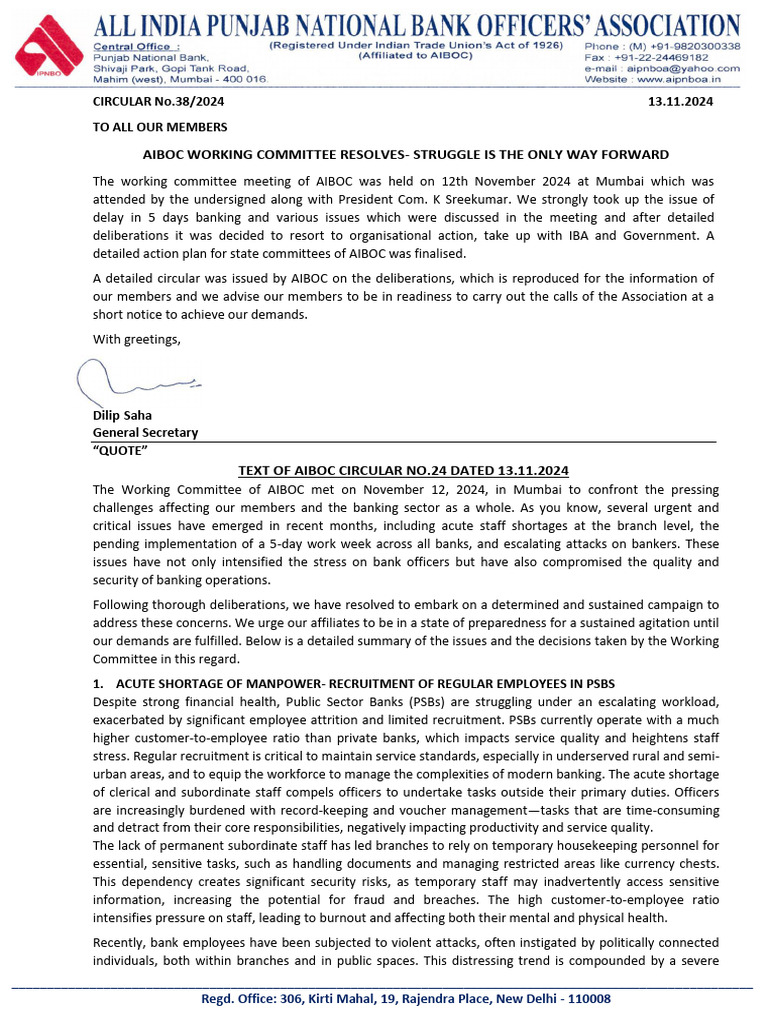 38 2024 Aiboc Working Committee Resolves Struggle Is The Only Way | PDF ...