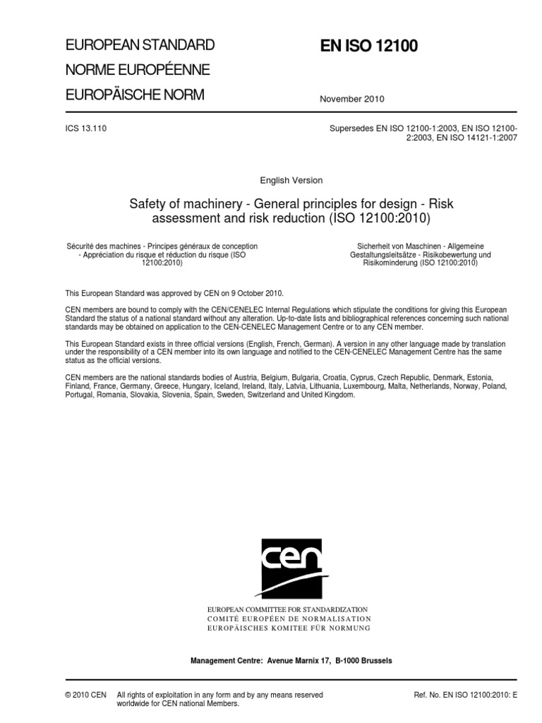 EN ISO 12100 2010 Preview | PDF