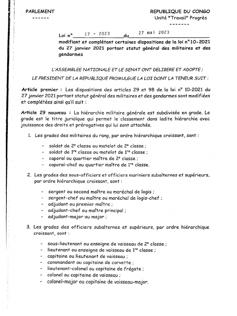 Loi Statut Général Des Militaires 2023 | PDF